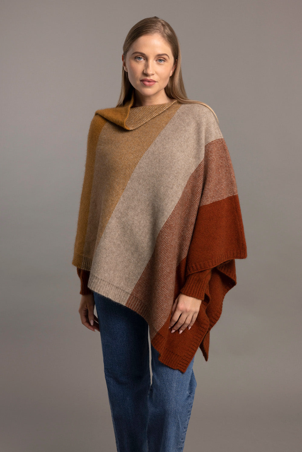 Harvest Possum Merino Ombre Poncho - Sweaters Australia