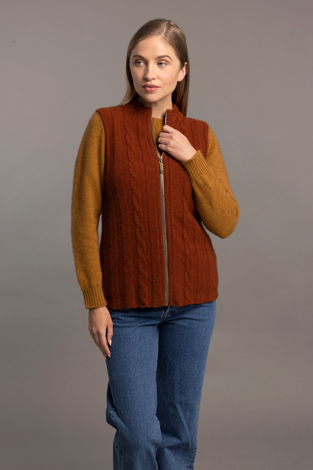 Spice - Possum Merino Cable Knit Vest -Sweaters Australia