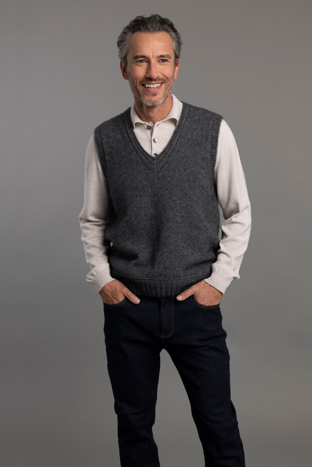 Pewter Grey Possum Merino Vest - Sweaters Australia