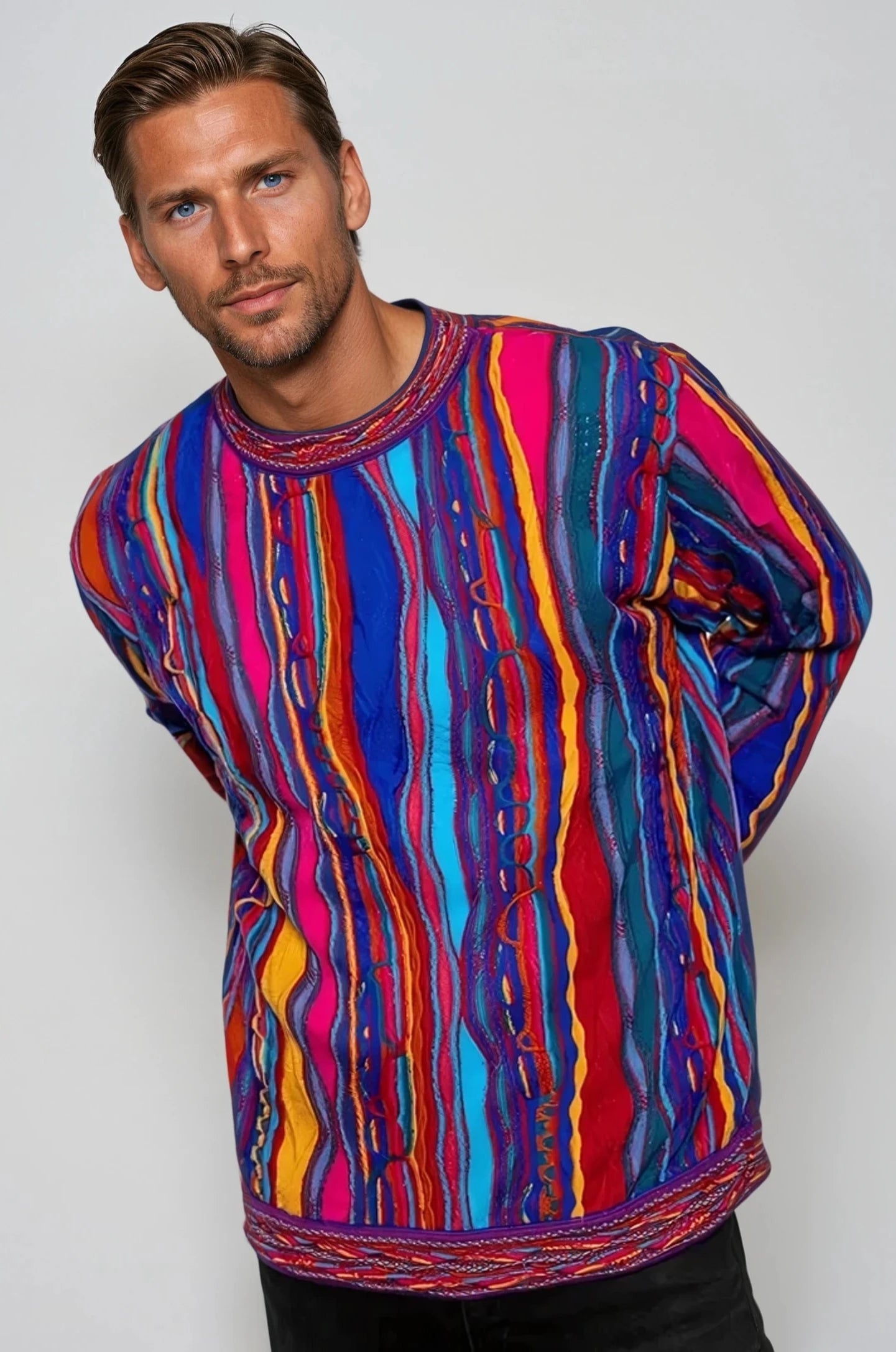 Men's Geccu Jumper Ocean Bright Sweater for Sale - Sweaters Australia